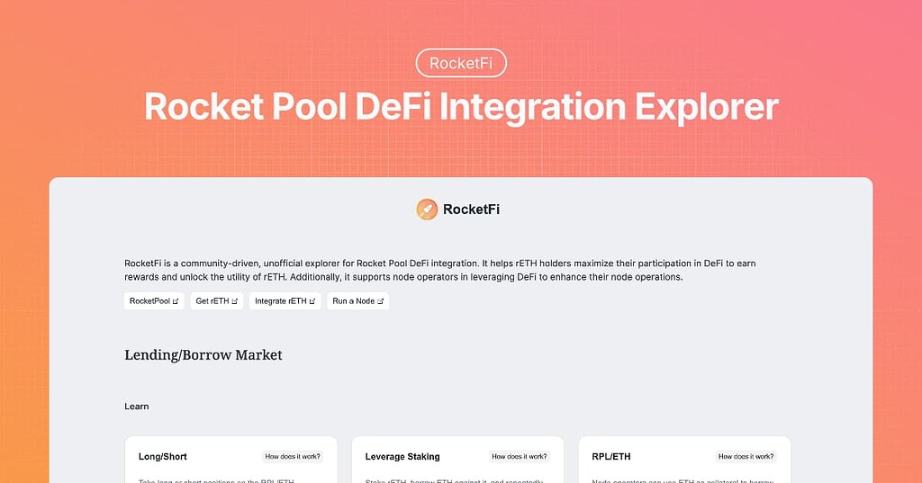 Introducing RocketFi - Rocket Pool DeFi Integration Explorer ...